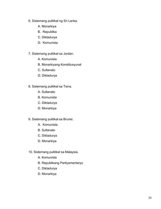 Modyul 12 sistemang pulitikal sa asya | PDF
