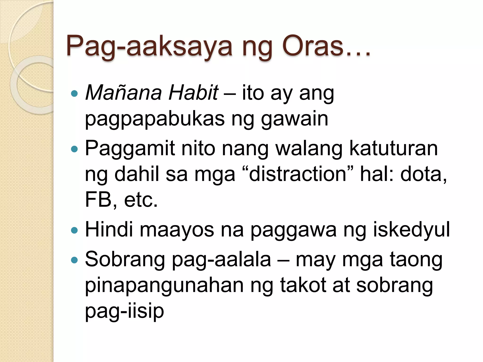 Modyul 12 pamamahala sa paggamit ng oras | PPTX