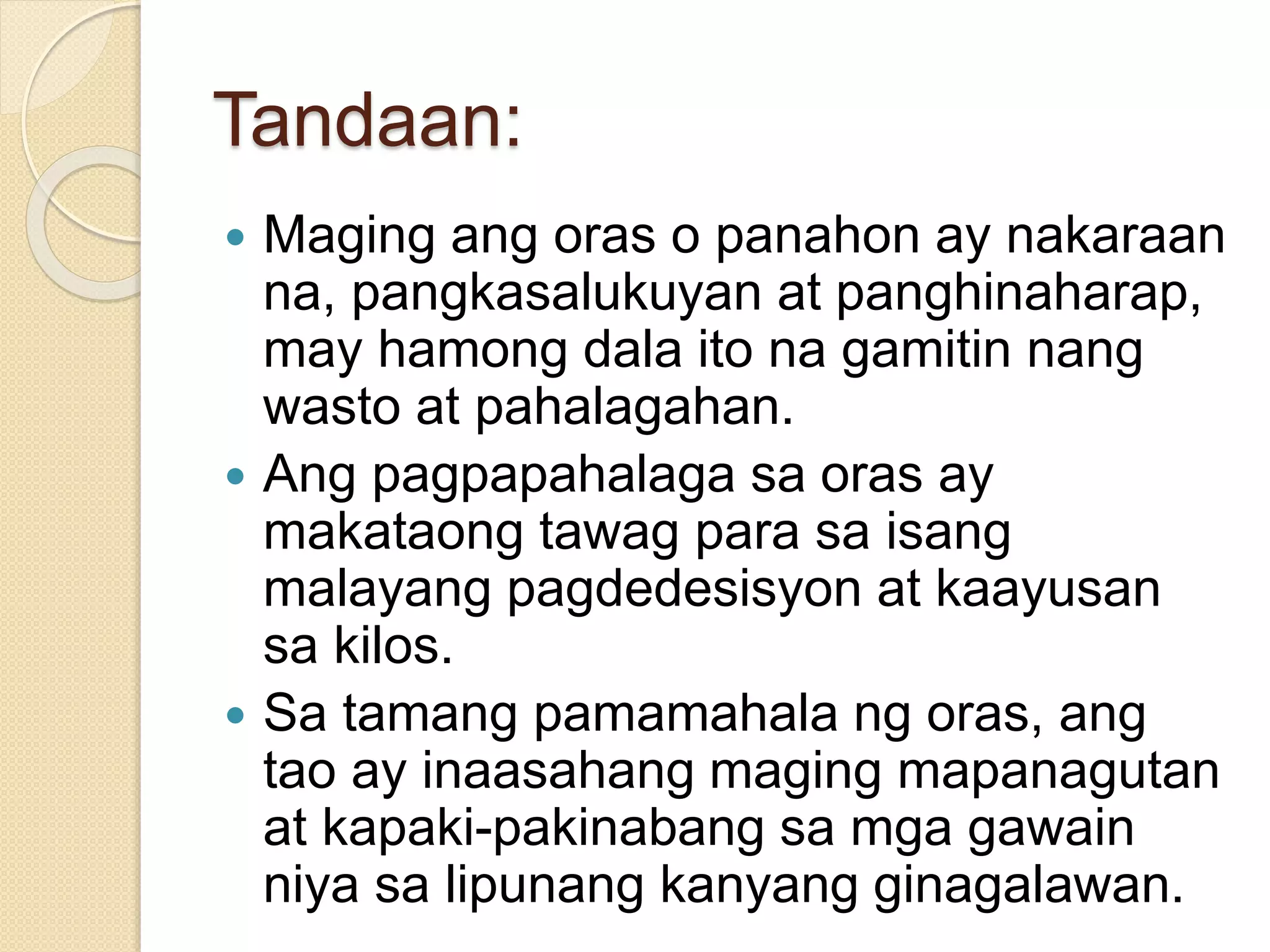 Modyul 12 pamamahala sa paggamit ng oras | PPTX