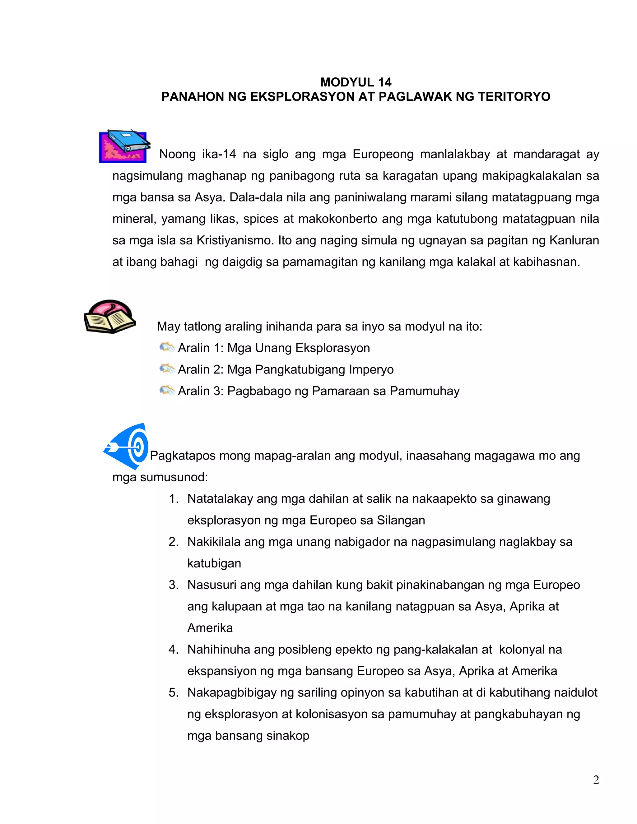 Modyul 14 panahon ng eksploras at pagpalawak ng teritoryo 0 | PDF