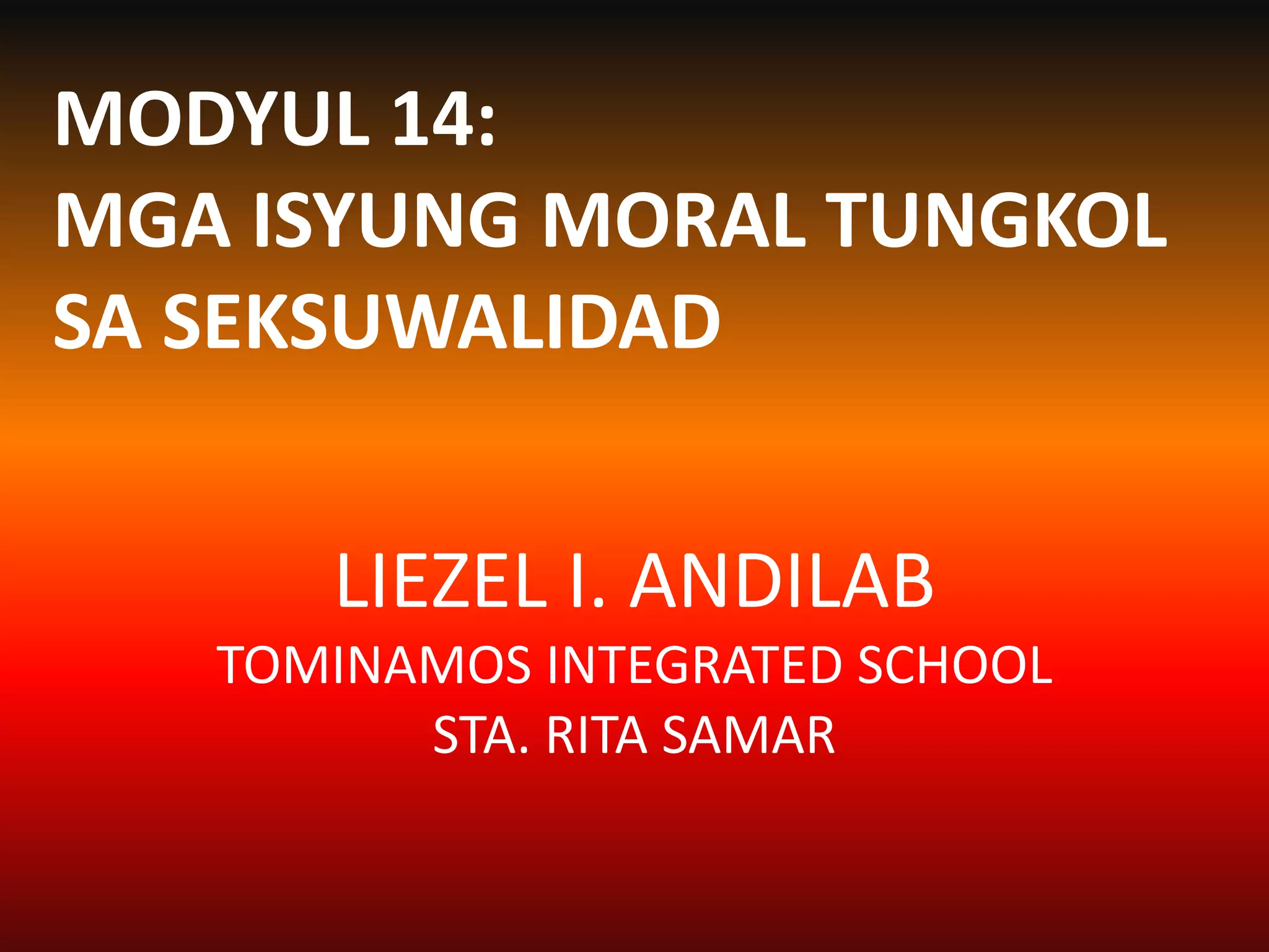 Modyul 14 isyung sekswalidad | PPTX