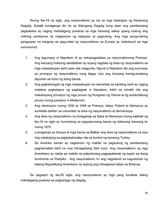 Modyul 16 ang pag-unlad ng nasyonalismo | PDF