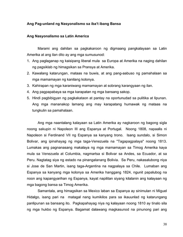 Modyul 16 ang pag-unlad ng nasyonalismo | PDF