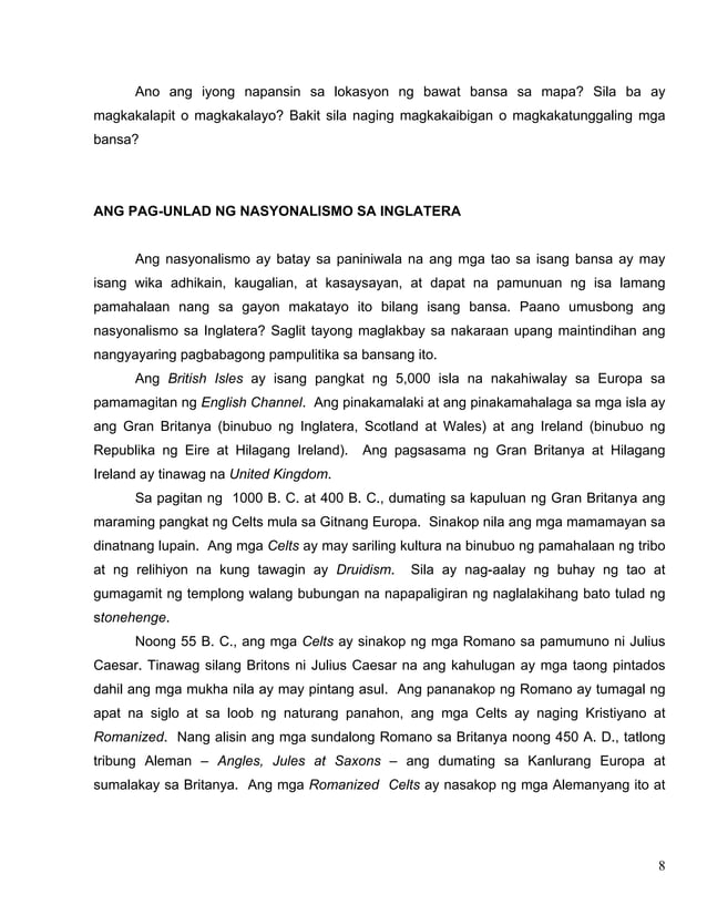 Modyul 16 ang pag-unlad ng nasyonalismo | PDF