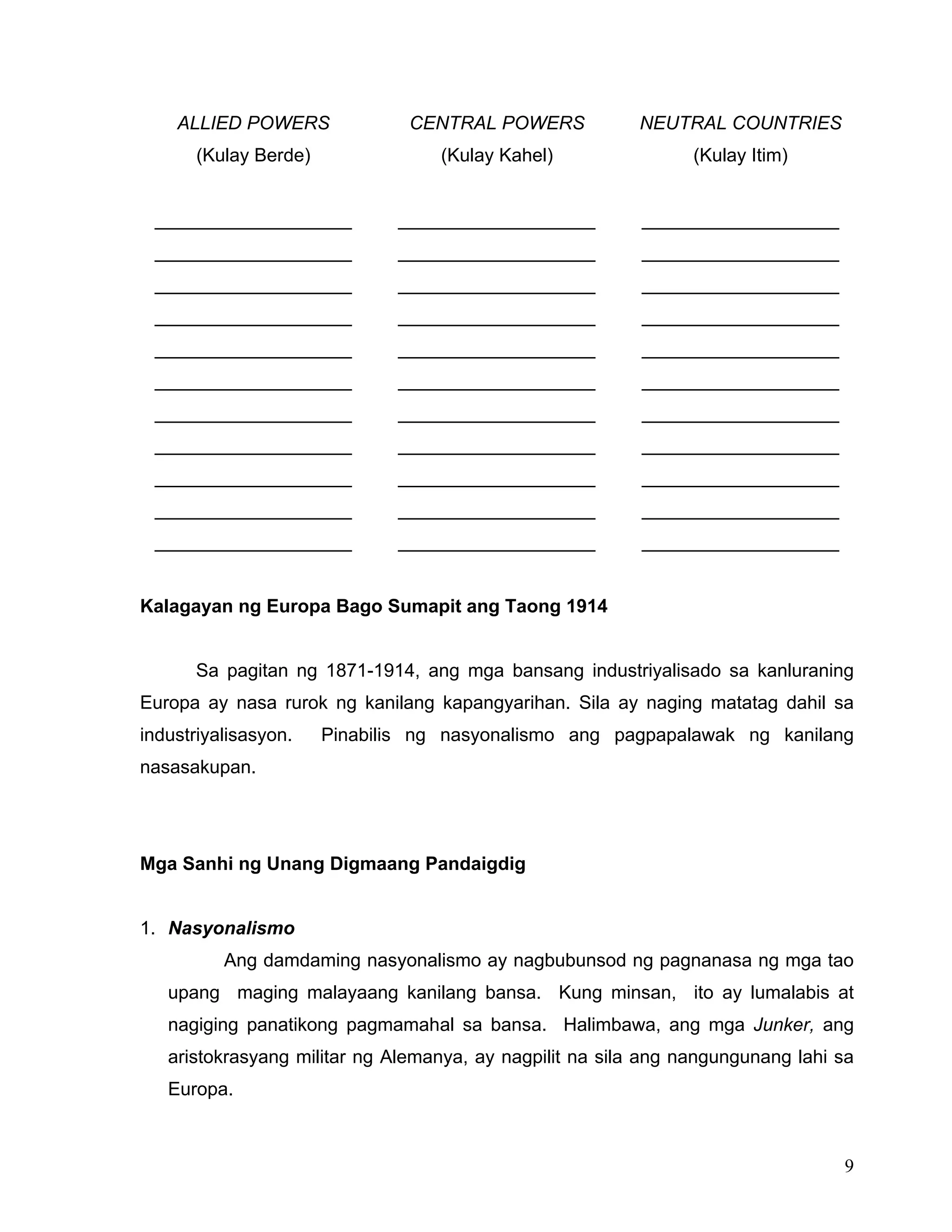 Modyul 17 labanan ng mga bansa sa daigdig | PDF