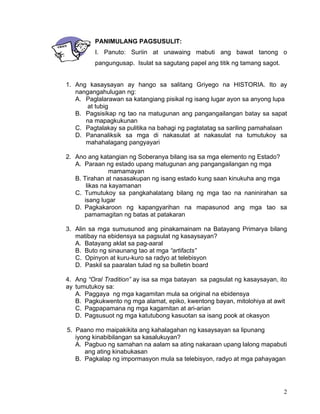 Modyul 1 kasaysayan alamin natin | PDF