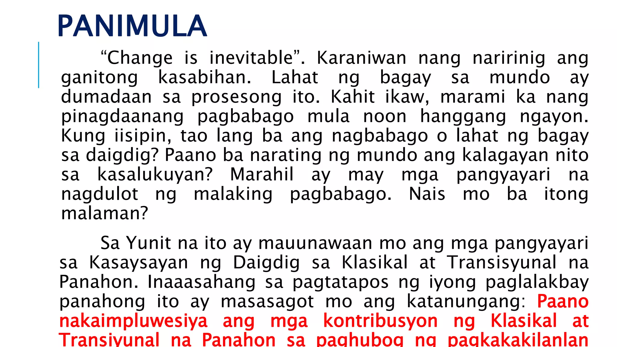 Modyul 2 ang daigdig sa klasikal at transisyunal na panahon | PPTX