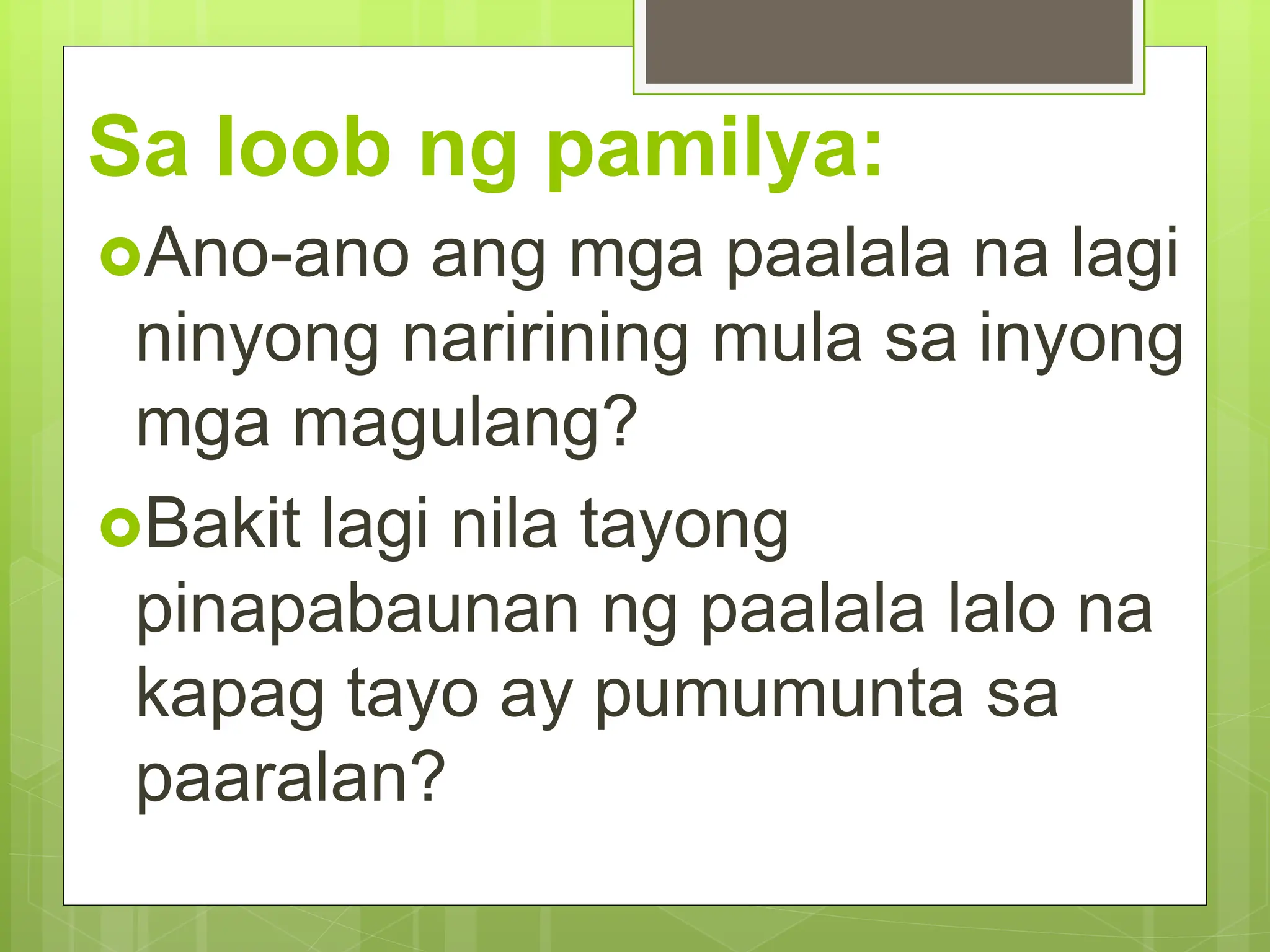 modyul 2 grade 8 Ang Pamilya. .pptx. | PPTX