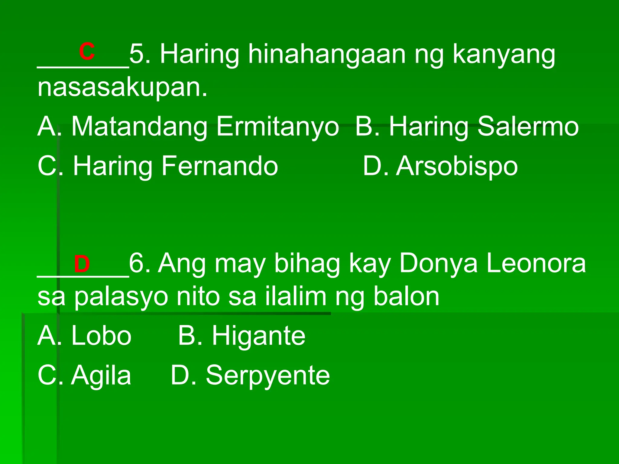 Modyul 2 Mahahalagang Tauhan ng Ibong Adarna.ppt