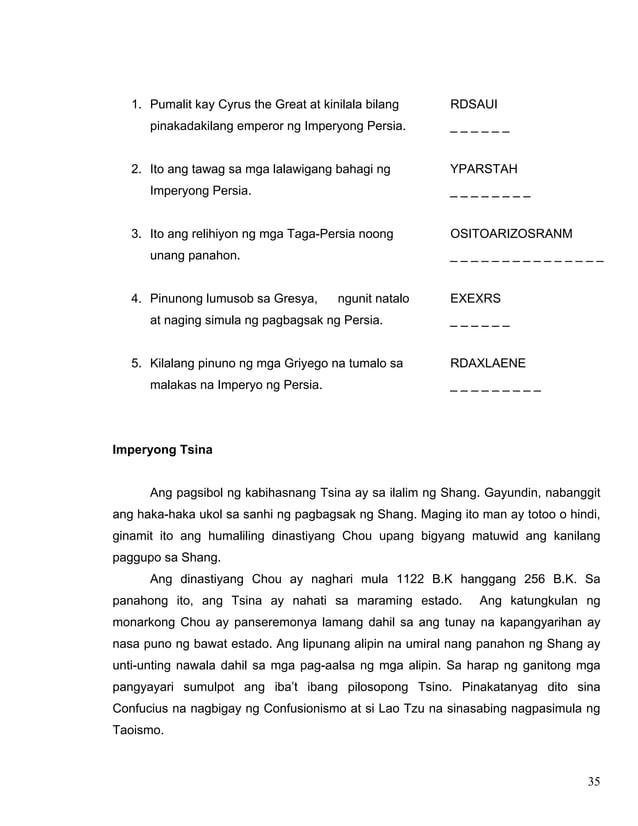 Modyul 3 sinaunang kabihasnan sa asya | PDF