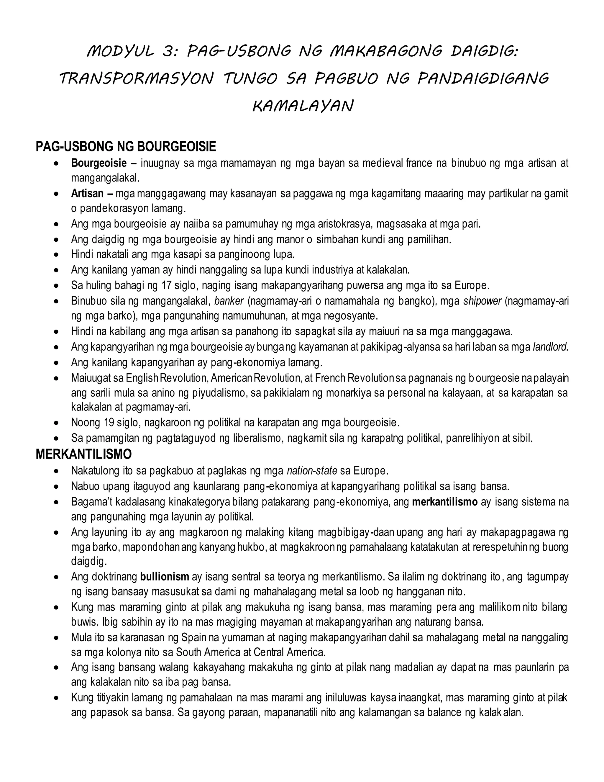 AP 8 Modyul 3 Summary | DOCX