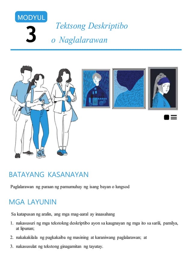 Modyul 3 tekstong deskriptibo o naratibo | DOCX