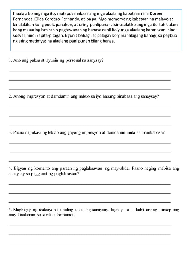 Modyul 3 tekstong deskriptibo o naratibo | DOCX