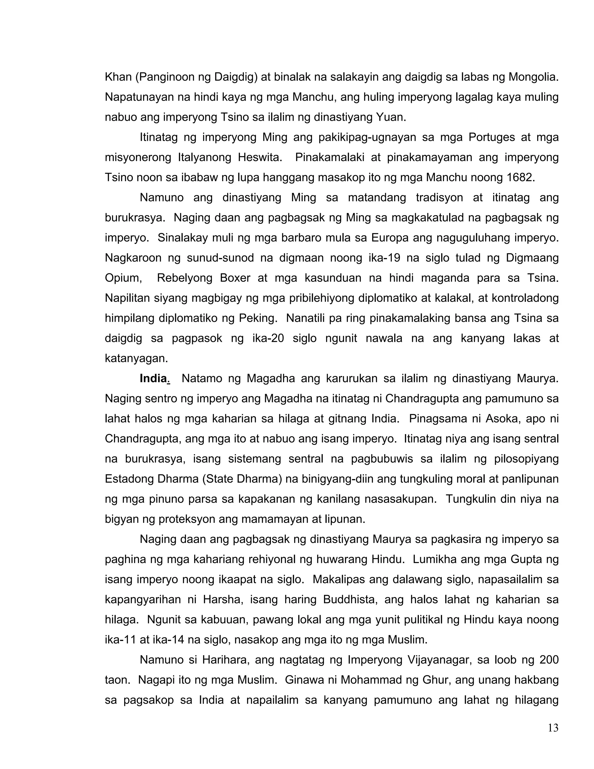 Modyul 4 ang pag-unlad ng sinaunang kabihasnan sa asya | PDF