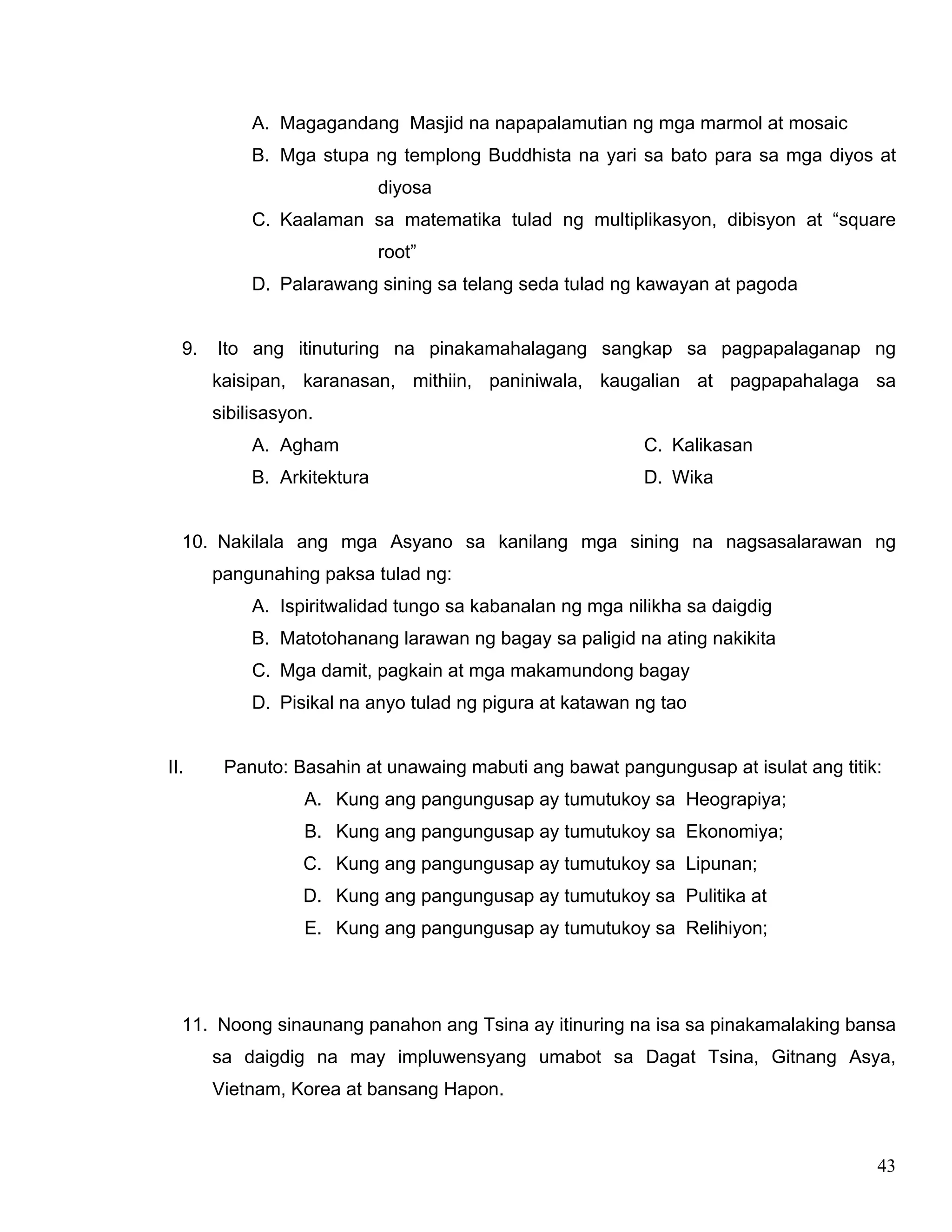 Modyul 4 ang pag-unlad ng sinaunang kabihasnan sa asya | PDF