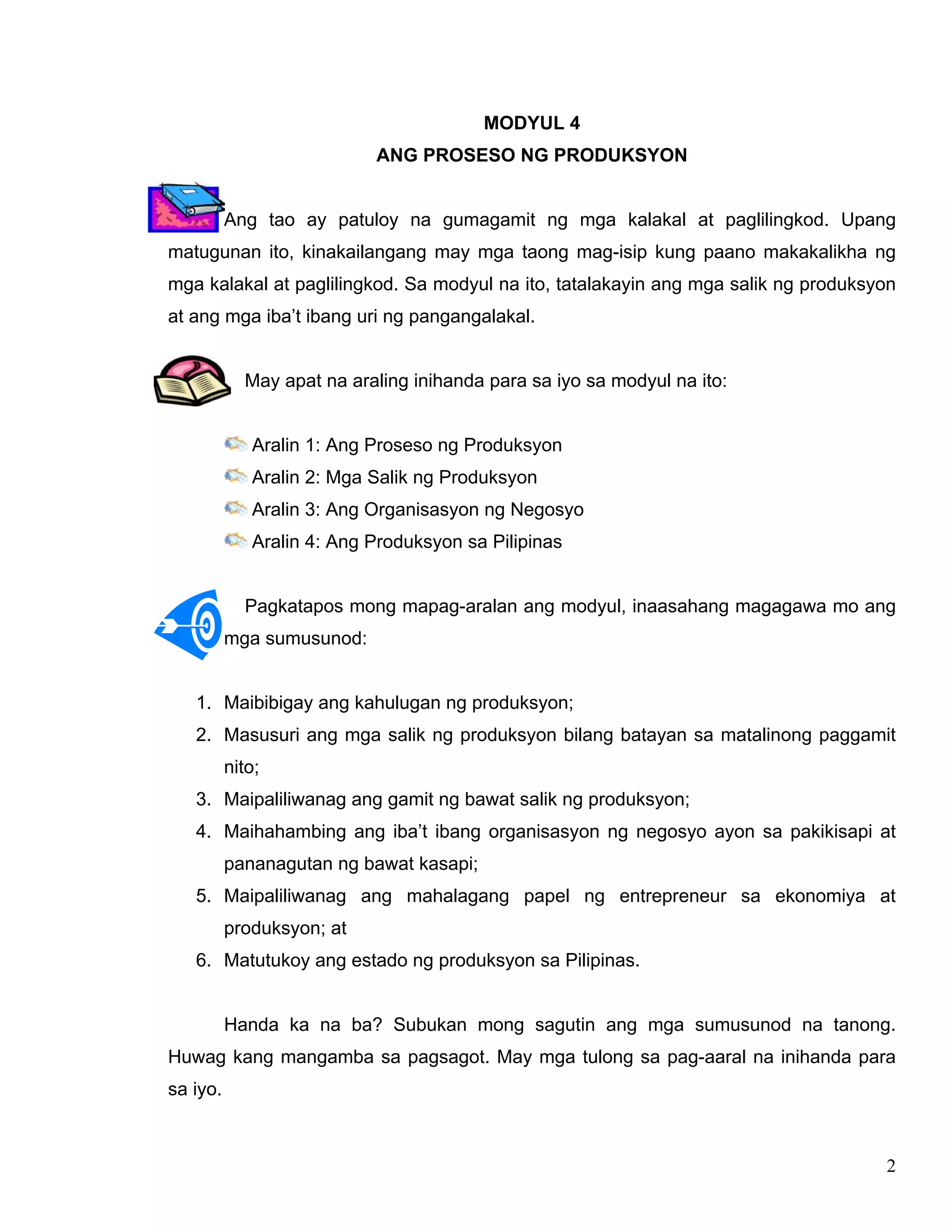Modyul 4 produksyon proseso ng pagsasama-sama | PDF