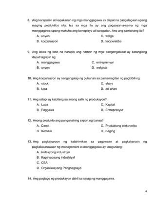Modyul 4 produksyon proseso ng pagsasama-sama | PDF
