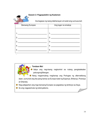 Modyul 5 daan ng pananakop | PDF