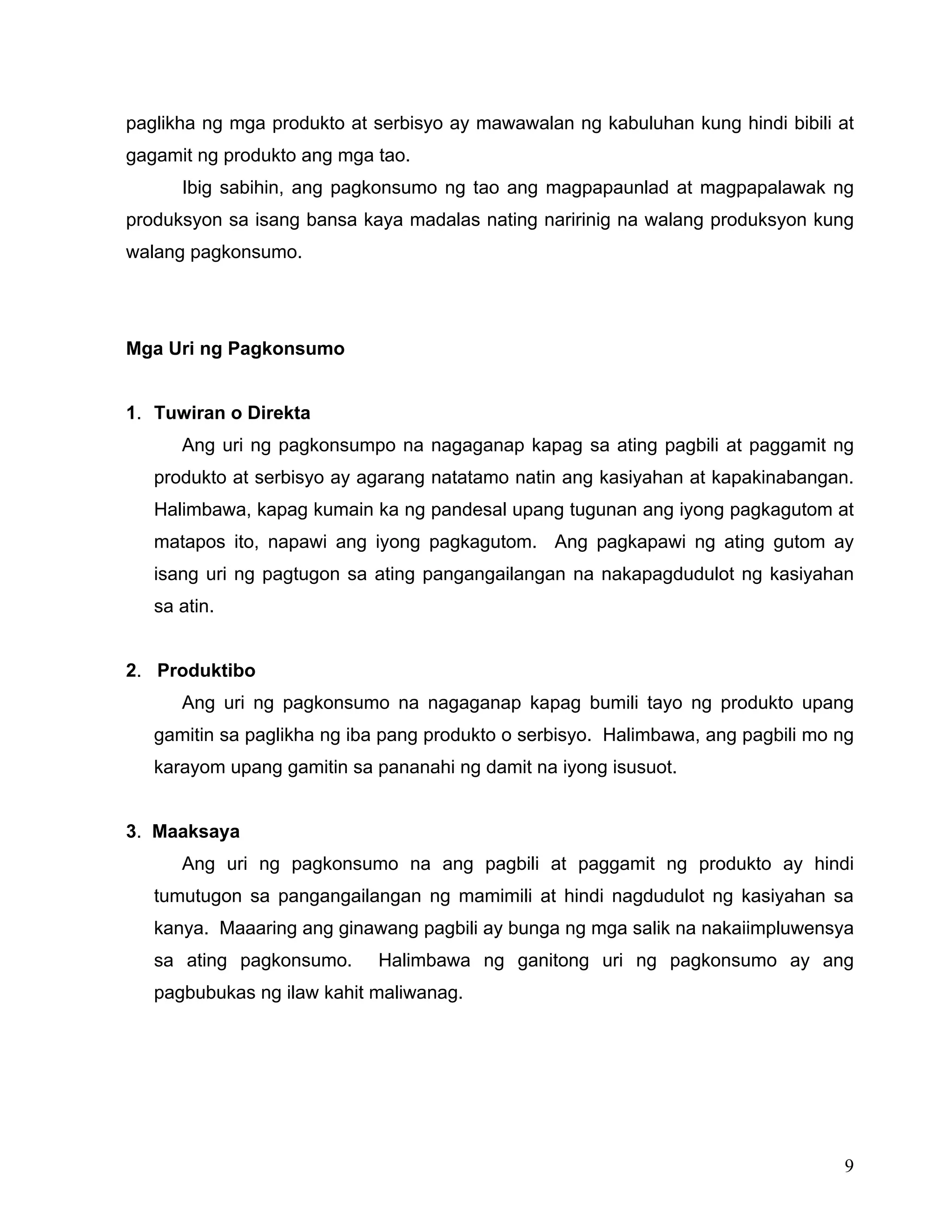 Modyul 5 pagkonsumo | PDF