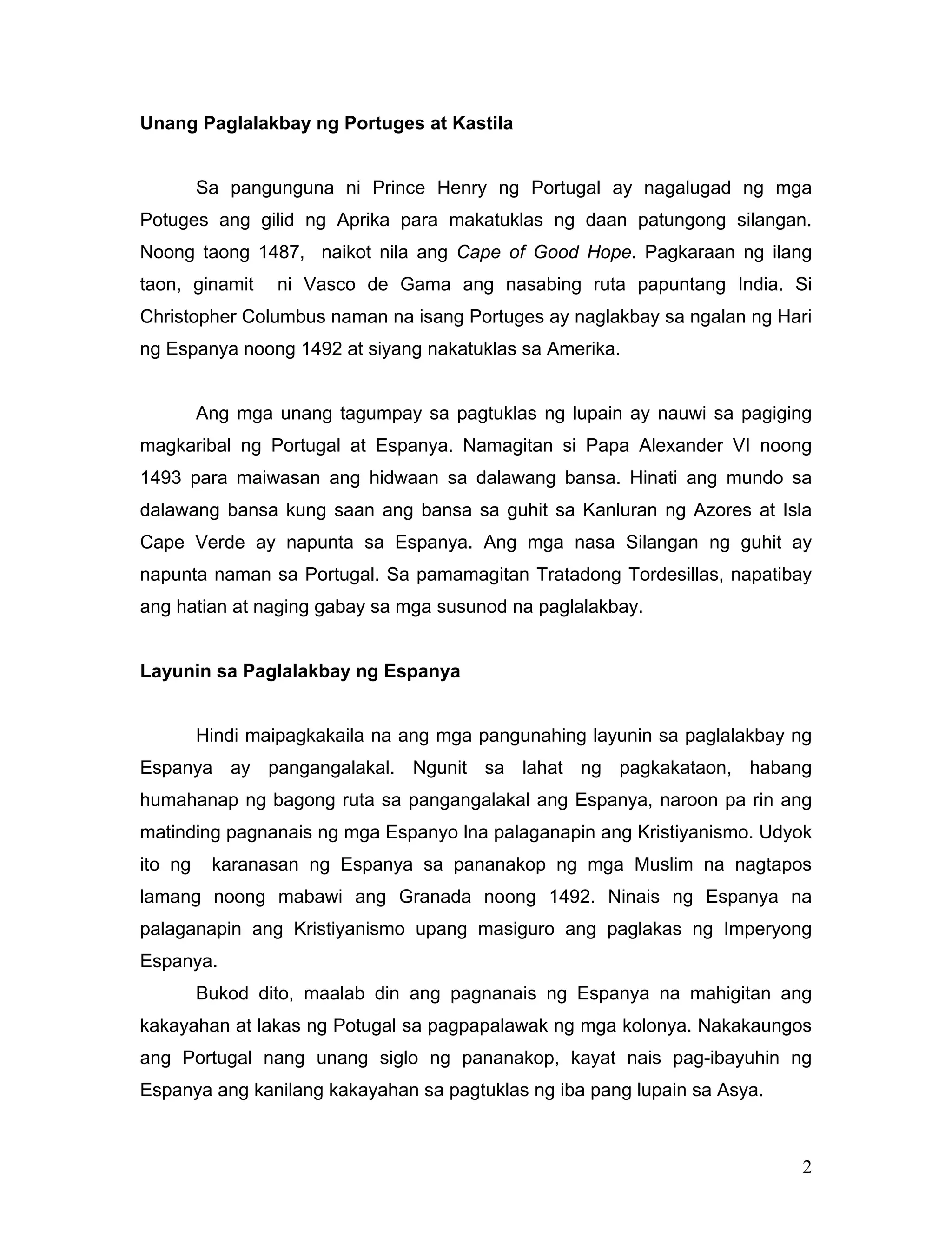 Modyul 5 ang pagdating ng mga kastila | PDF