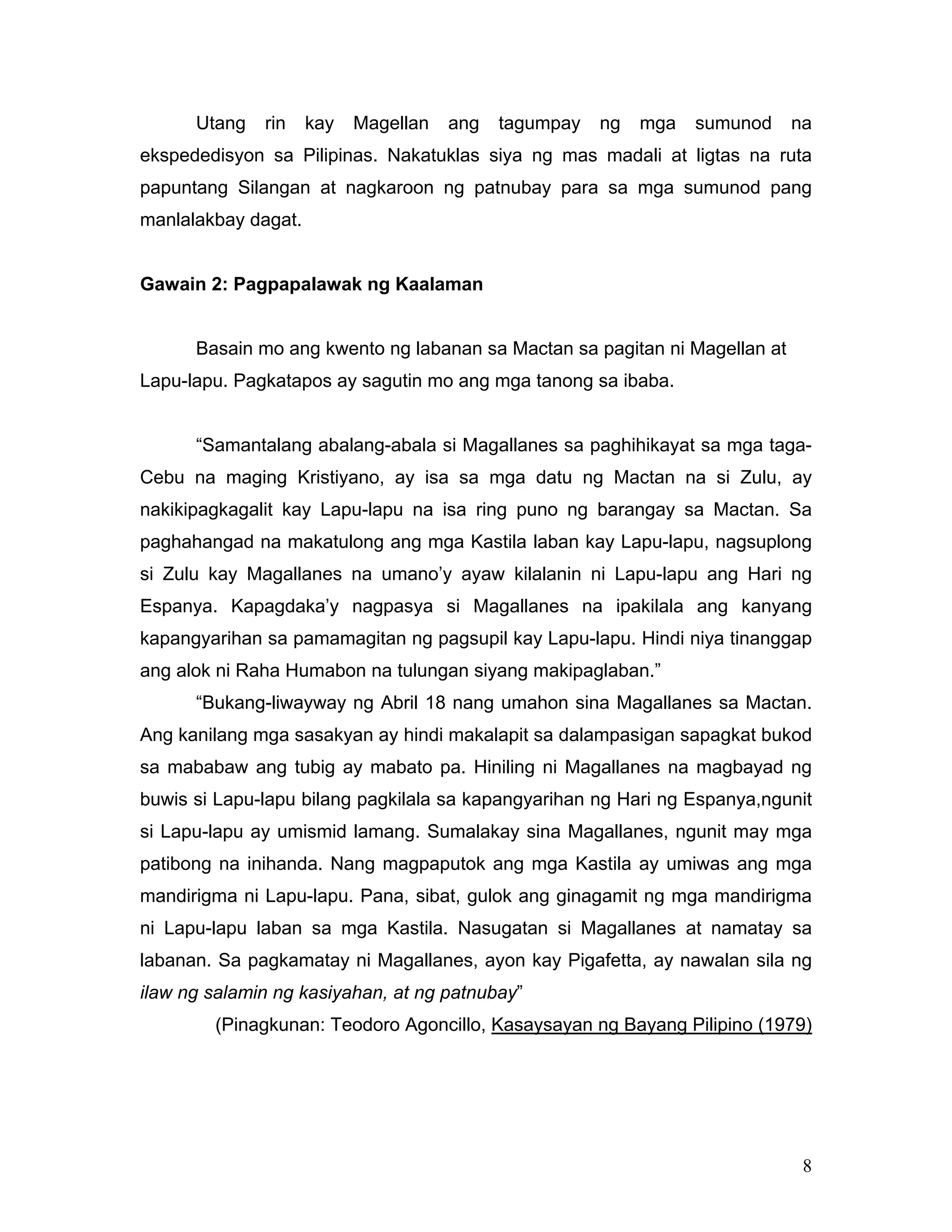 Modyul 5 ang pagdating ng mga kastila | PDF