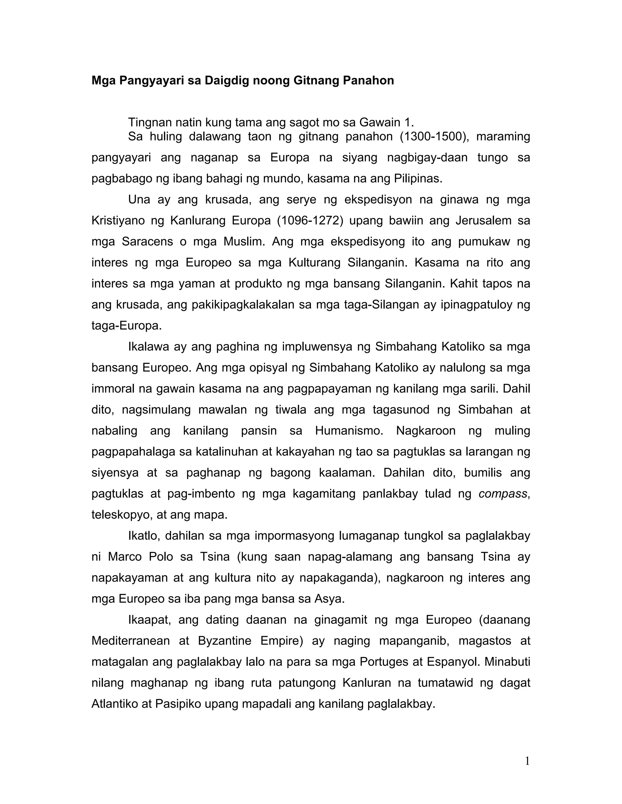 Modyul 5 ang pagdating ng mga kastila | PDF