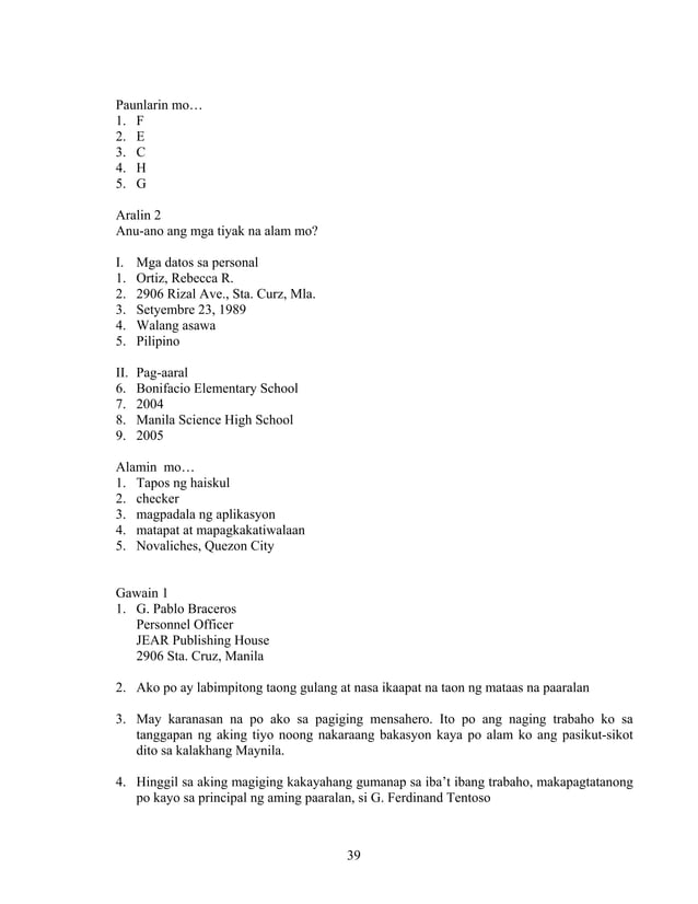 Modyul 5 pagsulat ng liham pangangalakal na nag-aaplay sa t | PDF
