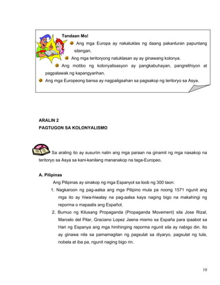 Modyul 6 kolonyalismo...tunay na motibo sa pagpunta ng mga | PDF