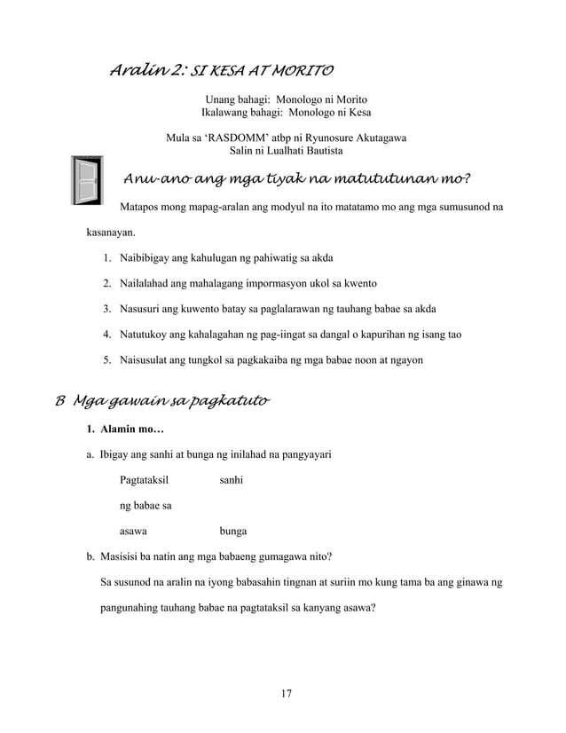 Modyul 7 pagsusuri ng akda batay sa teoryang feminismo | PDF