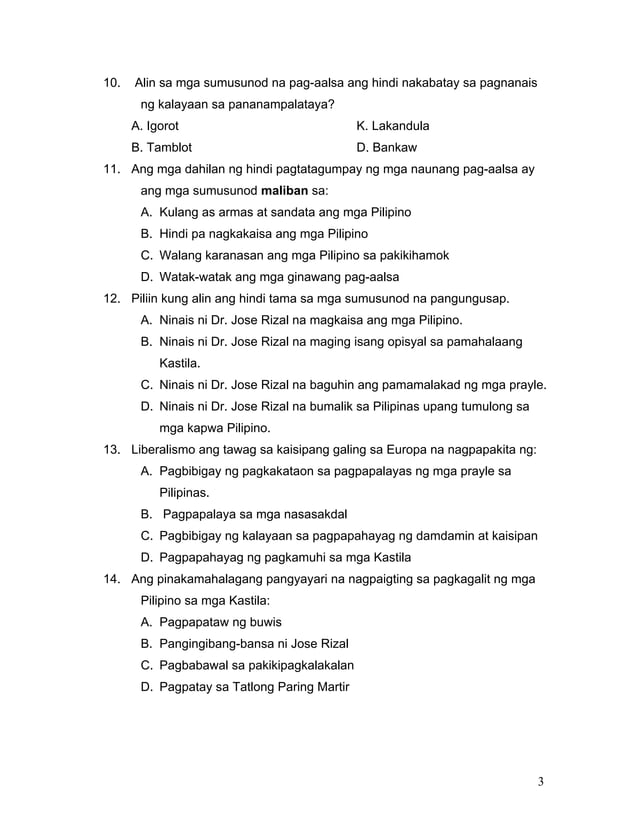 Modyul 8 pagsibol ng kamalayang pilipino | PDF