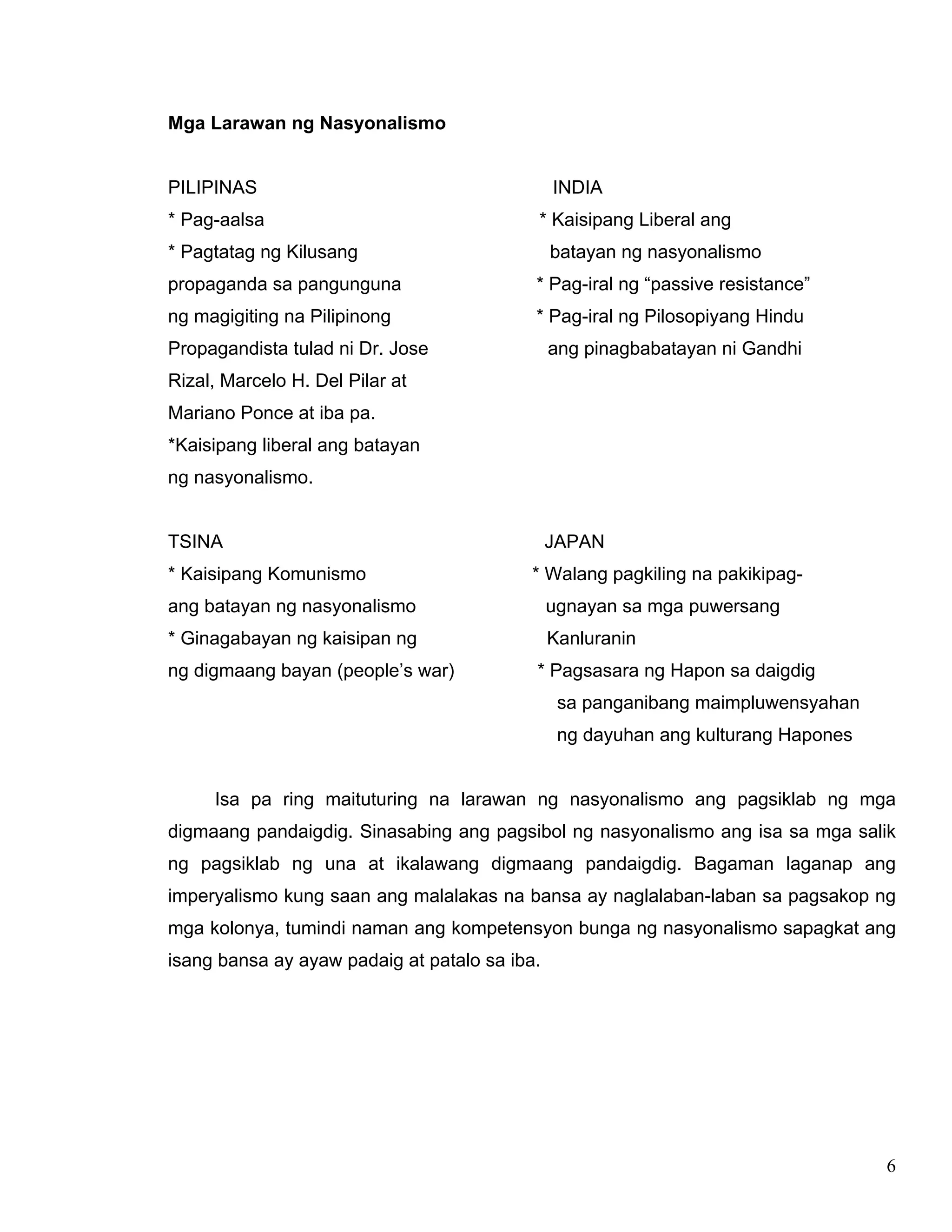 Modyul 9 larawan ng nasyonalismong asyano | PDF