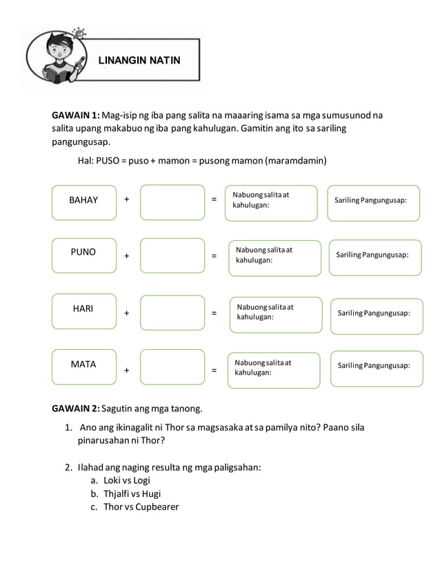 Modyul (Sina Thor at Loki sa Lupain ng mga Higante) | DOCX