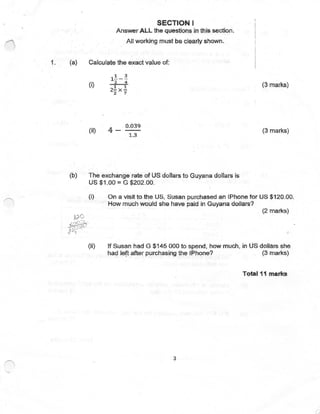 CSEC Mathematics Paper 2 | PDF