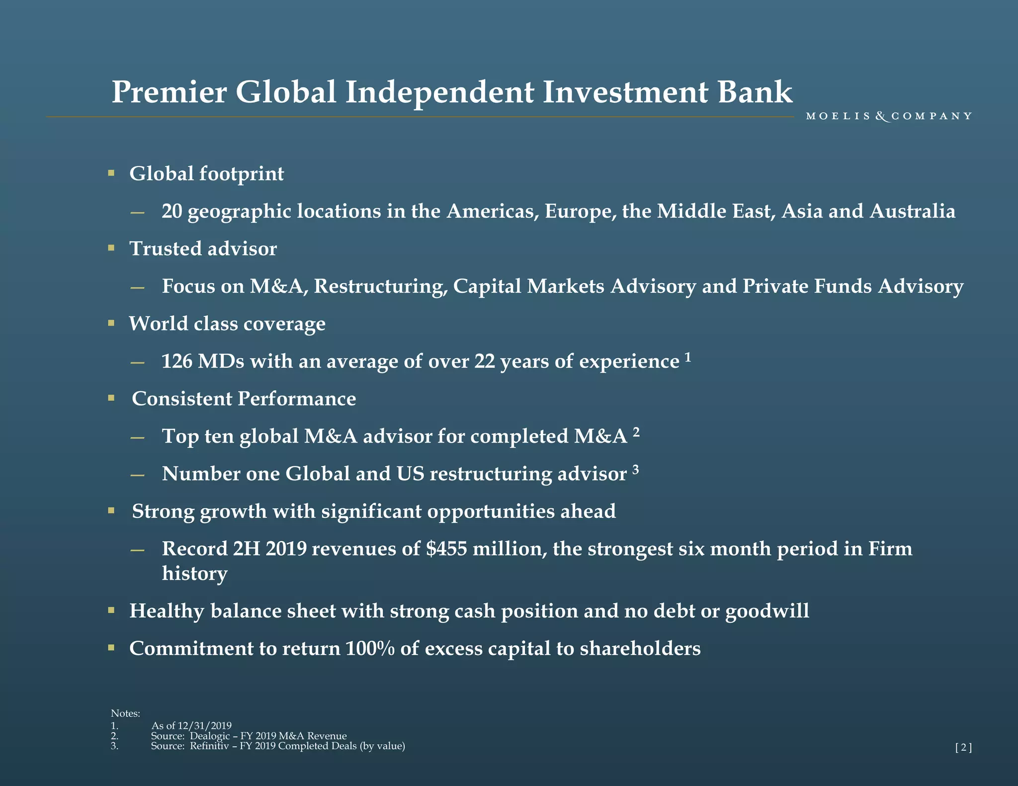 Moelis' 4Q19 Investor Presentation | PDF