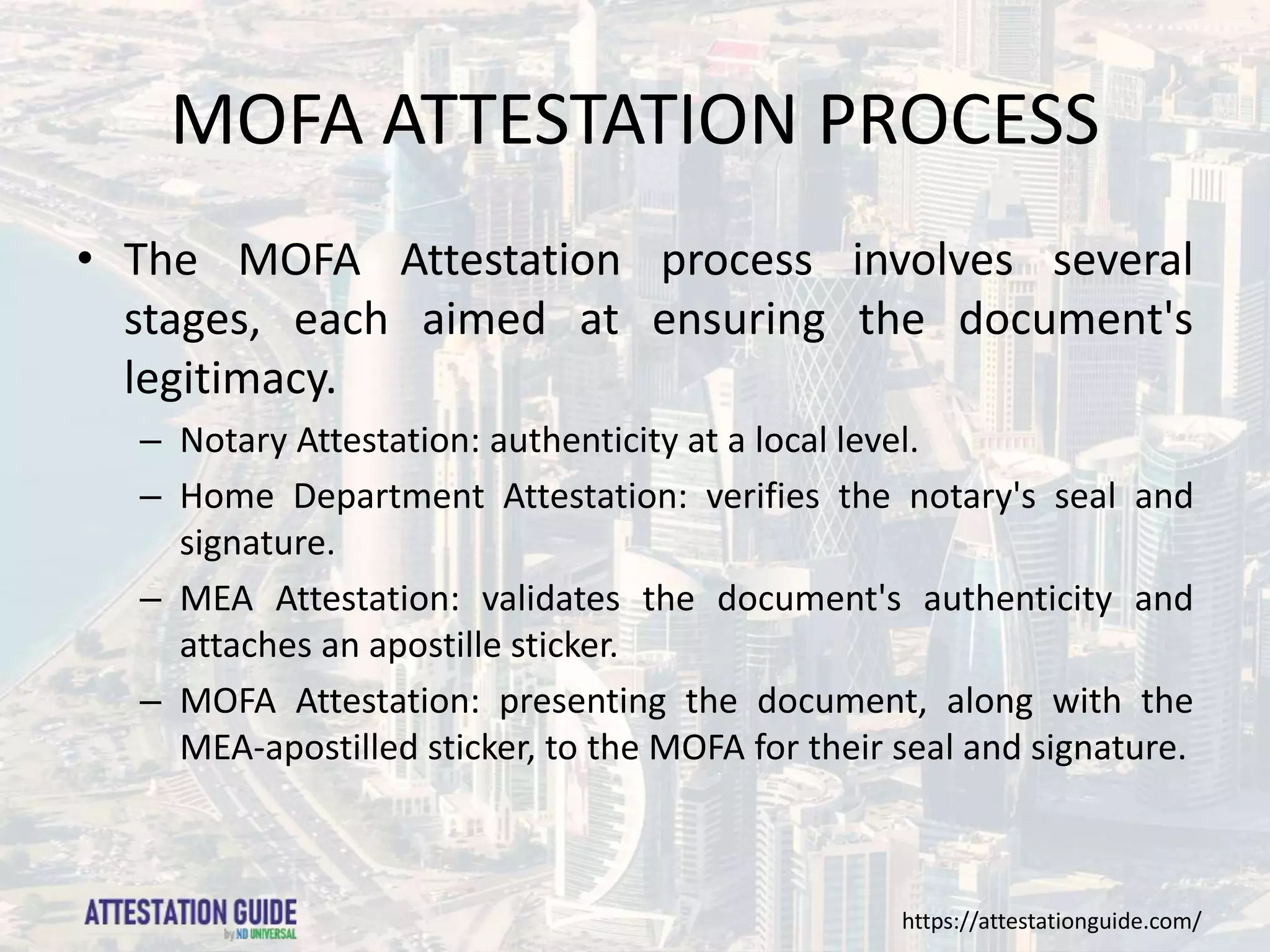 MOFA Attestation for Documents and Certificates | PPTX