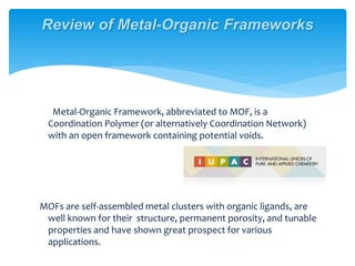 MOF, metal organic frameworks | PPTX