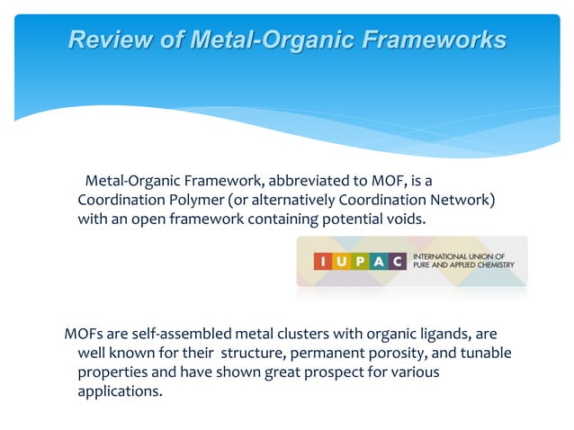 MOF, metal organic frameworks | PPTX | Commodities | Economy