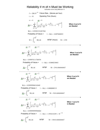 Reliability if "m" of "n" Must be Working | PDF