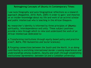 ‘Ubuntu’ and the Social Justice African Diaspora Scholar | PPT
