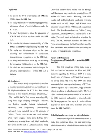 Awareness, Initiatives and Challenges in Implementation of the RTE Act 2009 in Odisha | PDF
