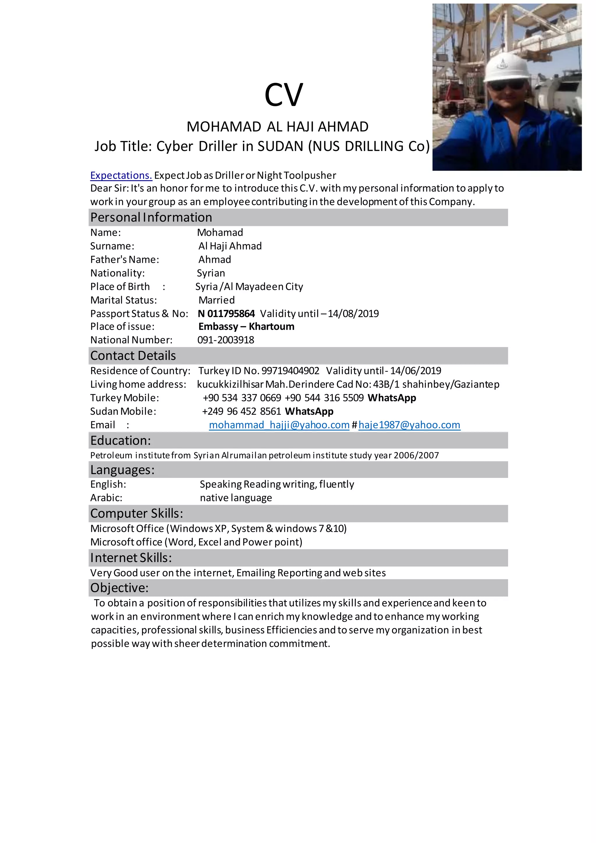 Mohamad driller cv | PDF