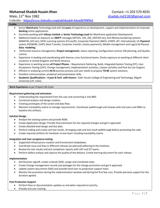 Senior Mainframe Technology lead with 11 years of experience on ...