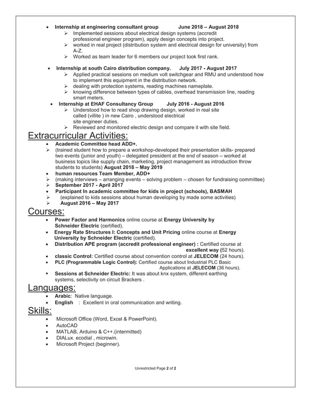 Mohamed essam-resume | PDF | Civil Engineering Industry | Industries