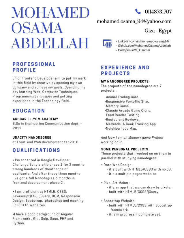 Mohamed osama resume | PDF