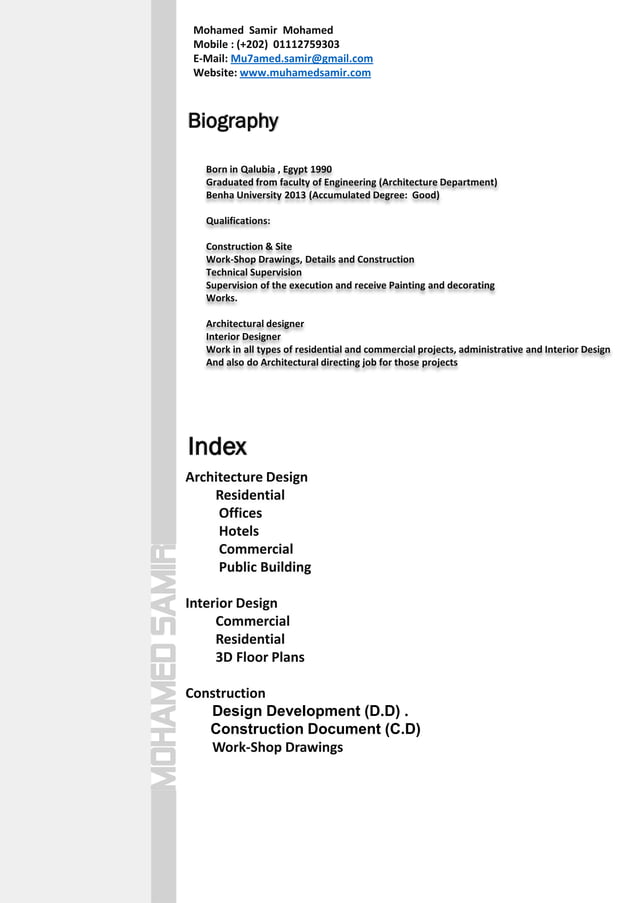 Architect Mohamed samir portfolio | PDF | Civil Engineering Industry ...