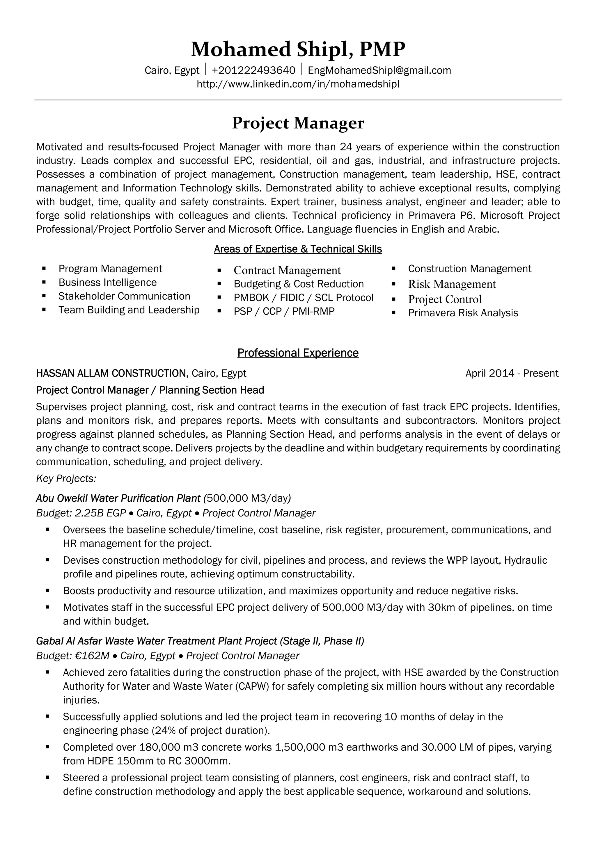 Mohamed Shipl PMP CV | PDF