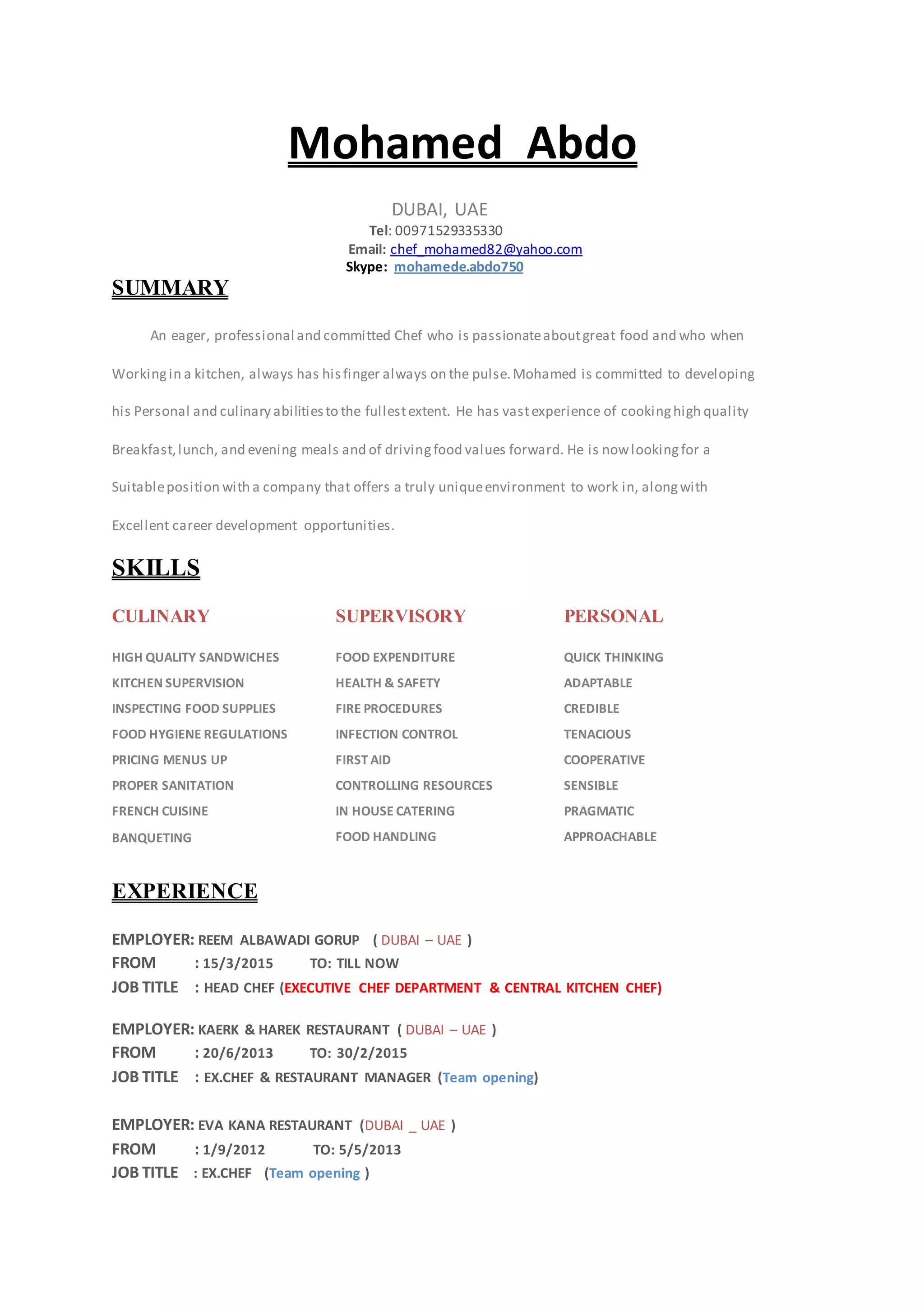 Mohamed abdo cv | DOCX