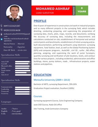 Mohamed ashraf land surveyor cv | PDF