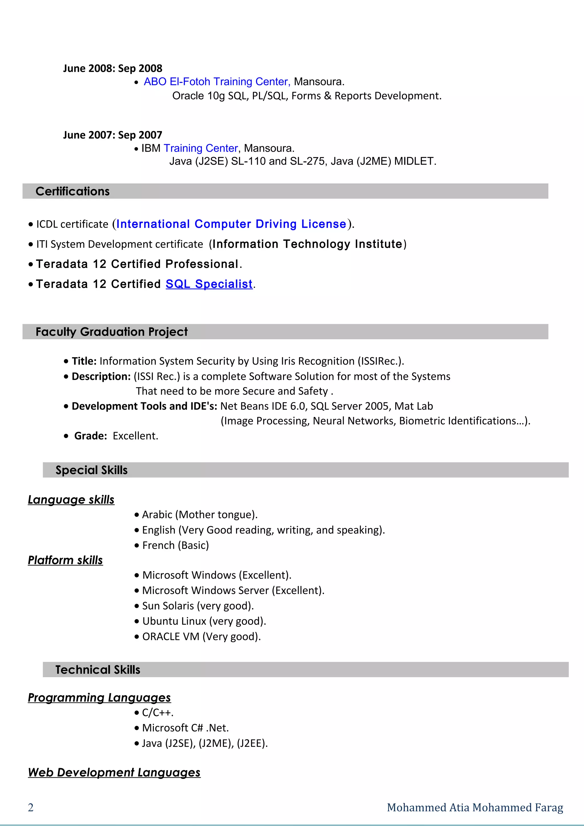 Mohamed attia farag cv | PDF