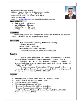 Mohamed cv 2018 | PDF